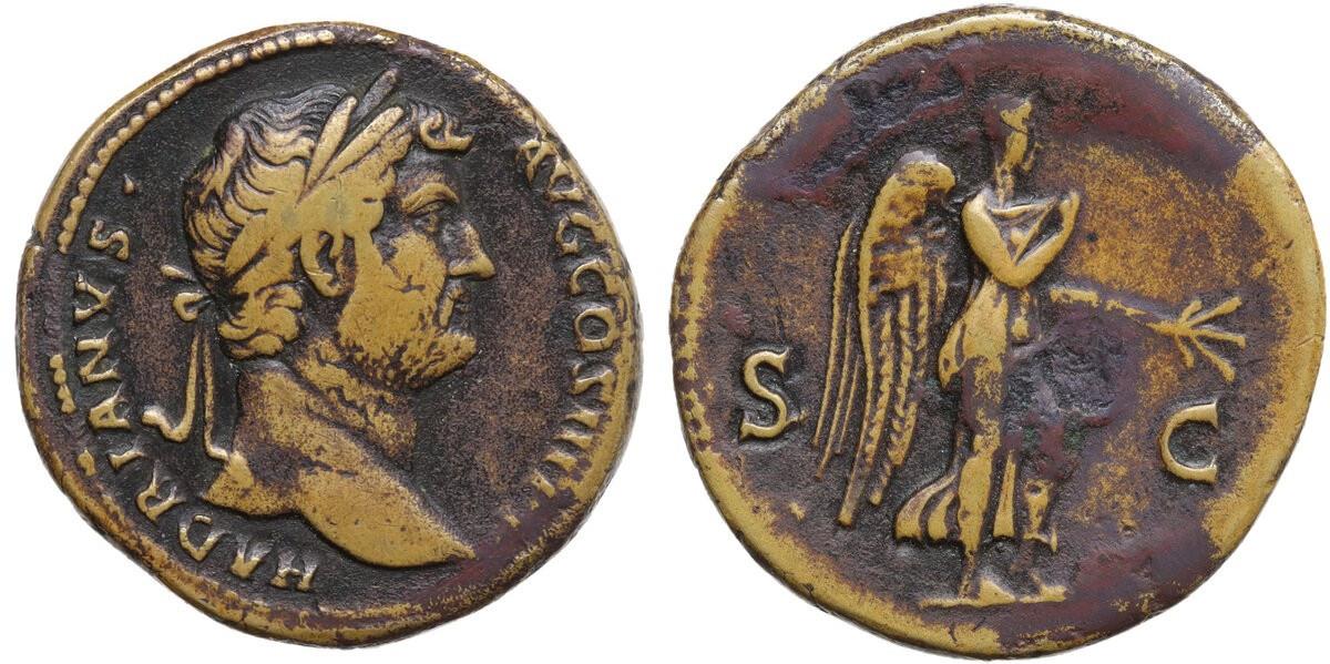 Hadrian (117-138). AE Sestertius, 136 AD. R/ NEMESIS V- VICTORY