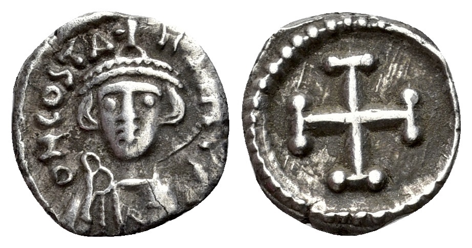 Constans II (641-668) EXTREMELY RARE AR 1/3 Siliqua or Half Siliqua ...