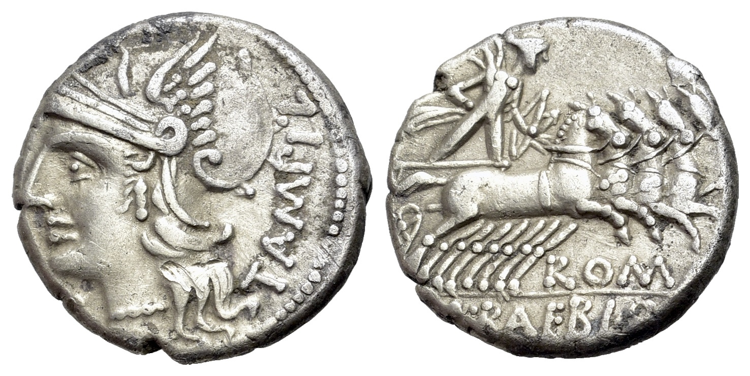 ROME REPUBLIC M. Baebius Q.f. Tampilus, Rome, 137 BC. AR Denarius. R ...