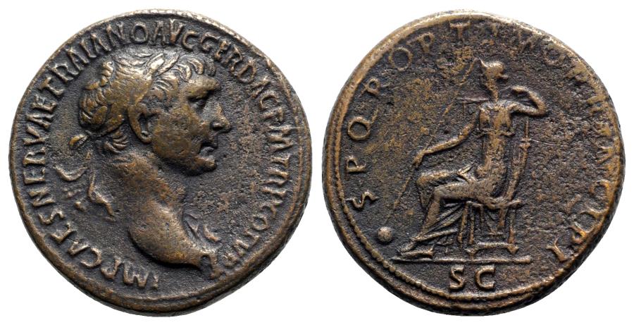 Trajan (98-117). Æ Sestertius - Rome - R/ Ops | Roman Imperial Coins
