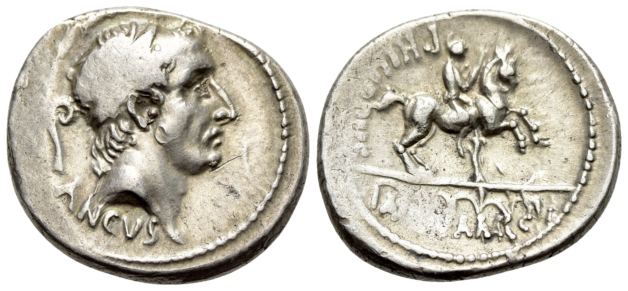 ROMAN REPUBLICAN L. Marcius Philippus, Rome, 57 BC AR Denarius R ...