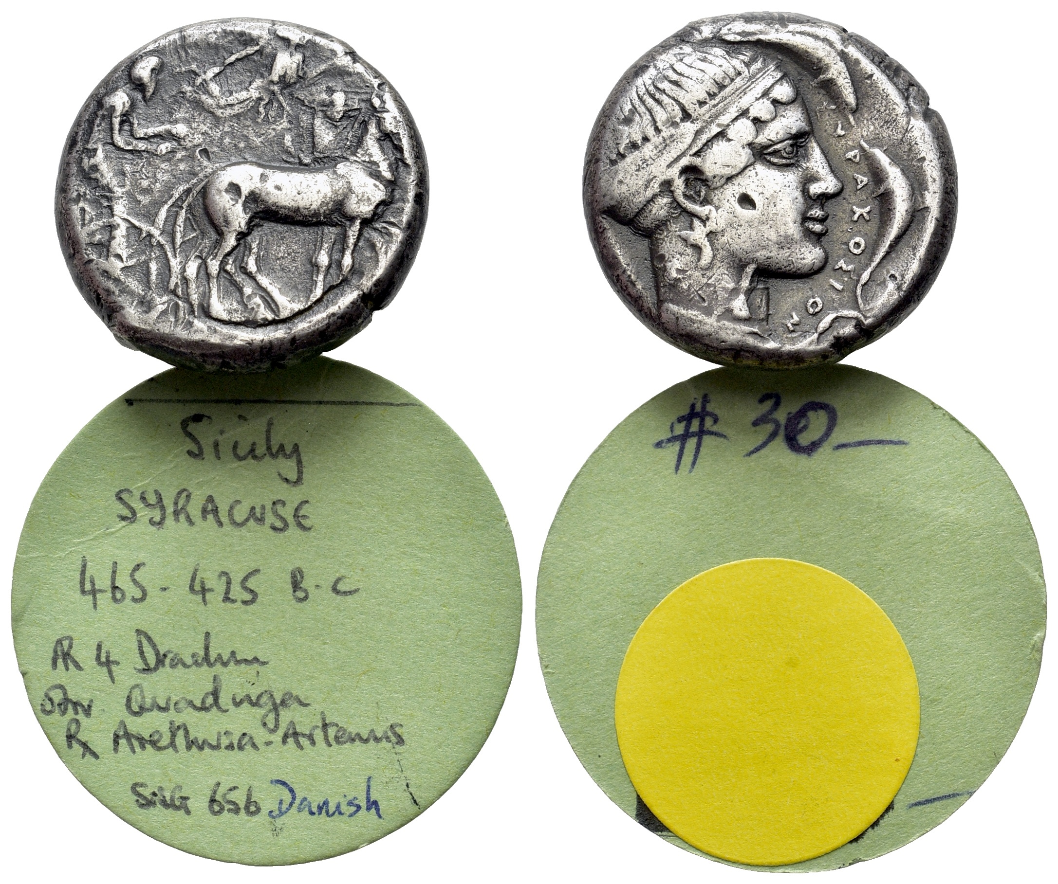 Syracuse (circa 430-420 B.C.) AR Tetradrachm Quadriga / Head of Arethusa