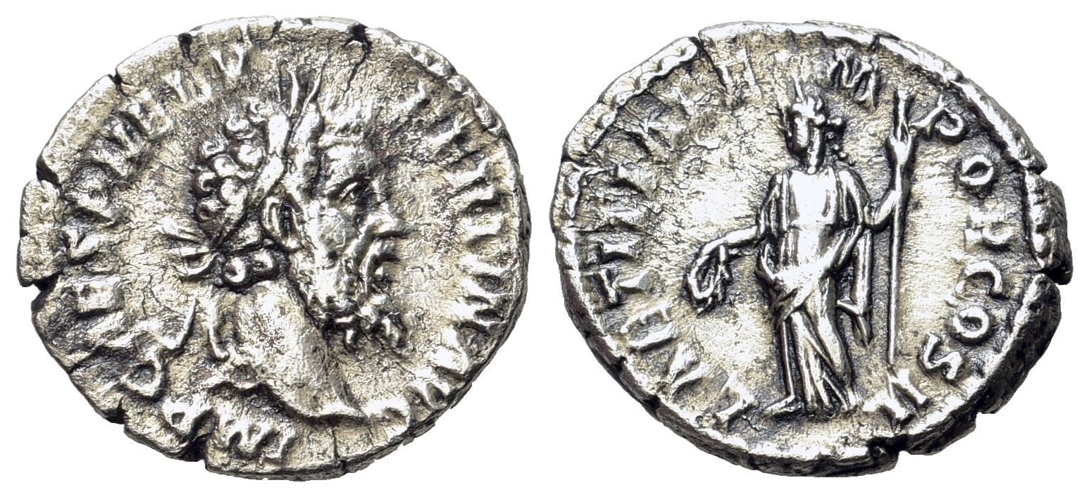 Pertinax (AD 193). AR Denarius. Rome mint. R/ LAETITIA | Roman Imperial Coins