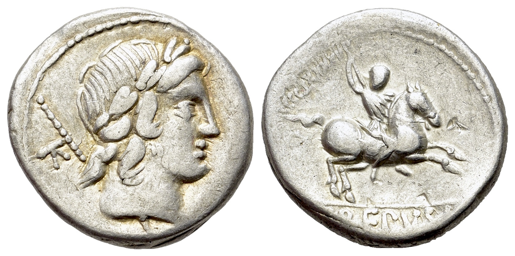 ROME REPUBLIC Pub. Crepusius, Rome, 82 BC. AR Denarius. Laureate head ...