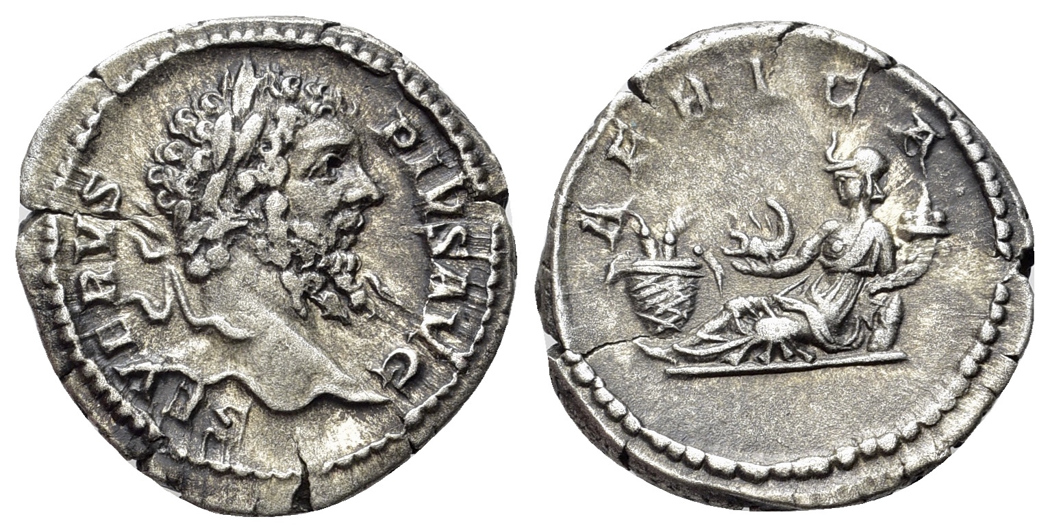 Septimius Severus (193-211). AR Denarius. Rome, AD 207. R/ AFRICA