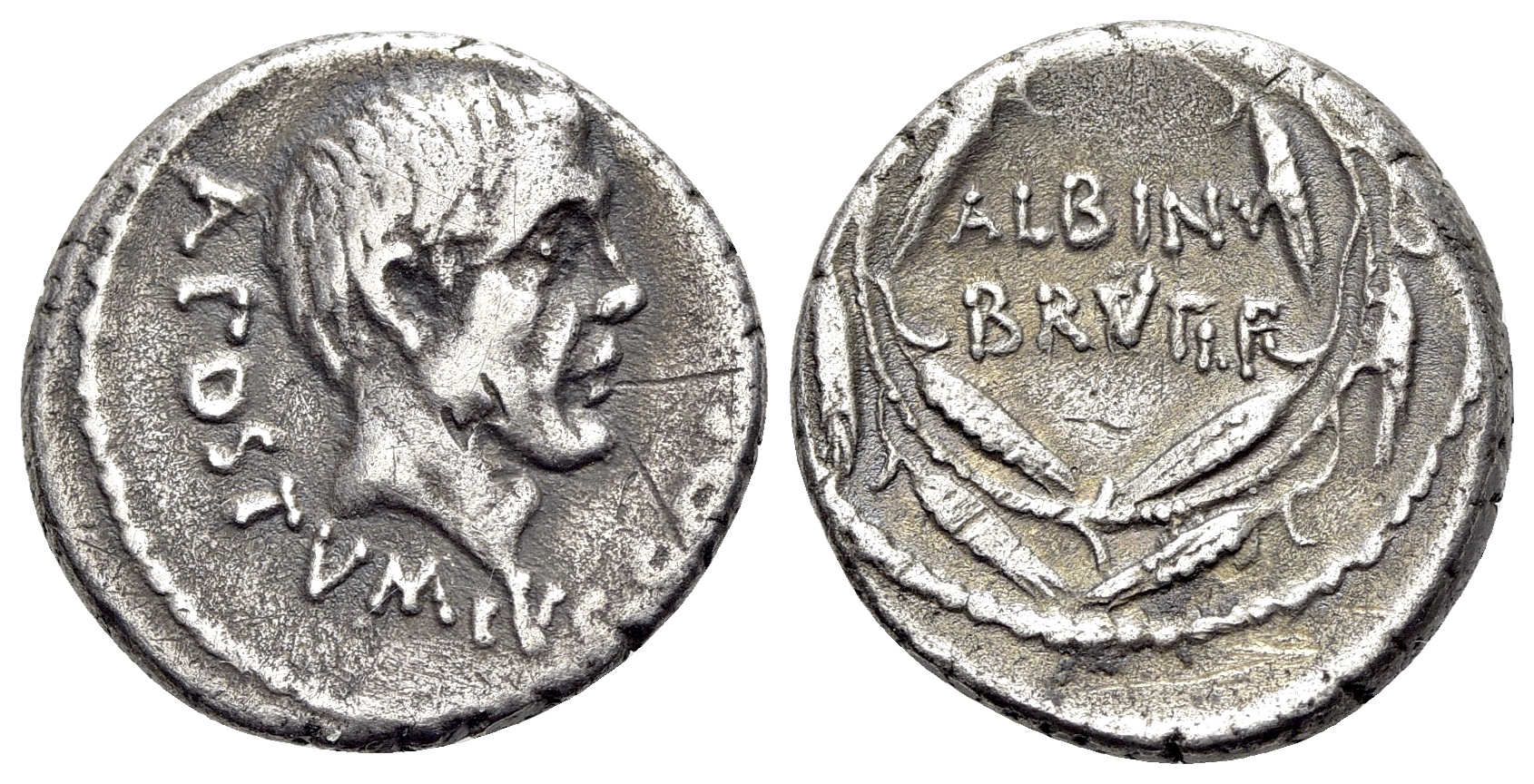 Albinus Bruti f., Rome, 48 BC. AR Denarius
