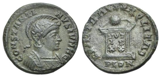 Constantine II (as Caesar, AD 337-340) Æ Follis. London mint. R/ ALTAR