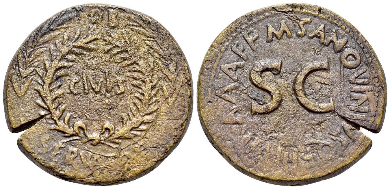 Augustus (27 BC-AD 14). Æ Sestertius. Rome, c. 17 BC. M. Saquinius ...
