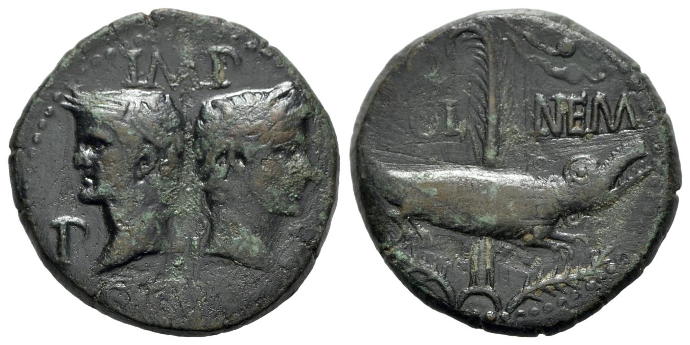Augustus and Agrippa (27 BC-AD 14). Gaul, Nemausus. Æ As | Roman ...