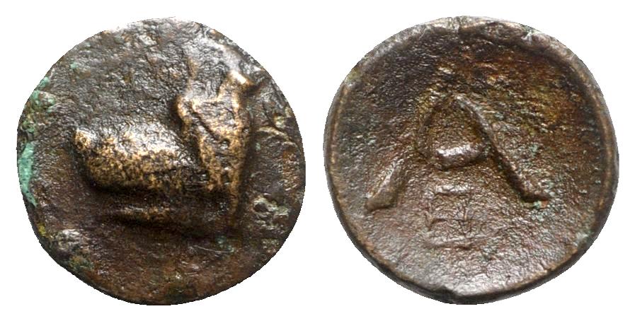 Argolis, Argos, c. 400-300 BC. Æ Chalkous - Wolf's head / Large A