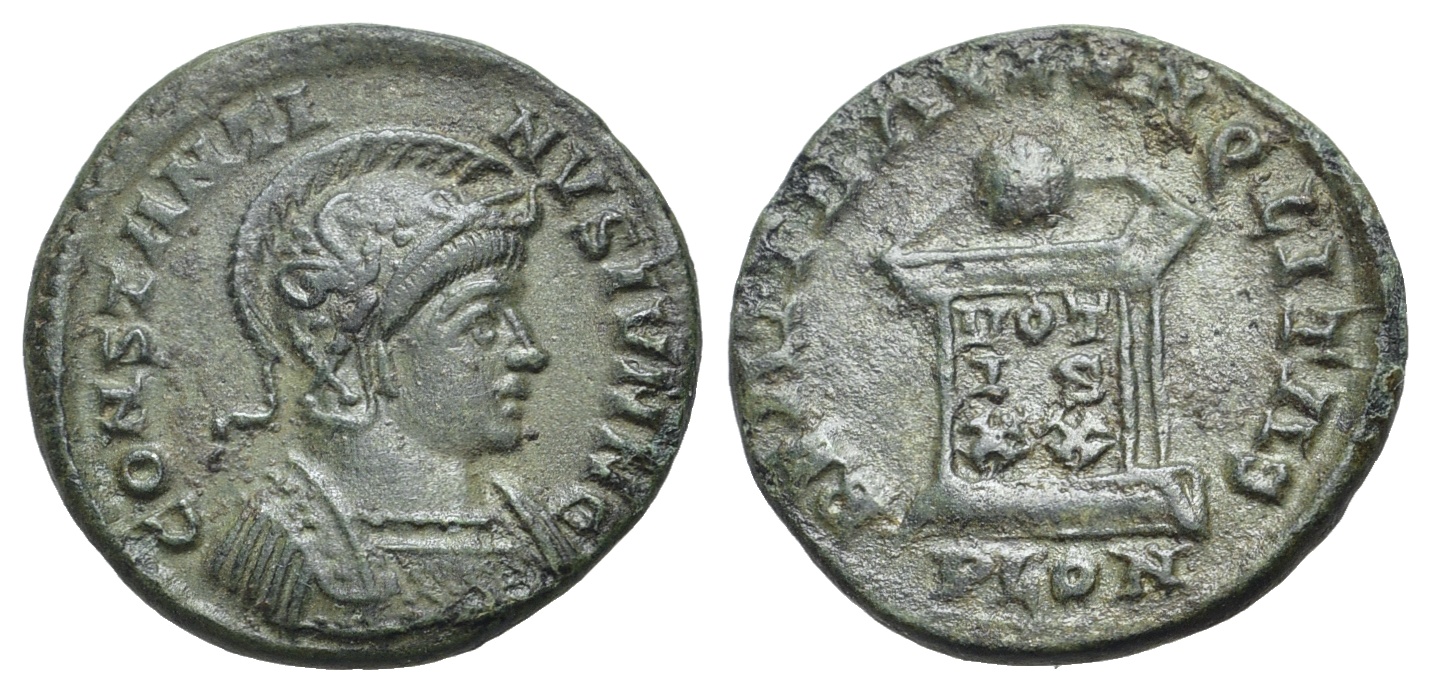 Constantine II (as Caesar, AD 337-340) Æ Follis. London mint. R/ ALTAR