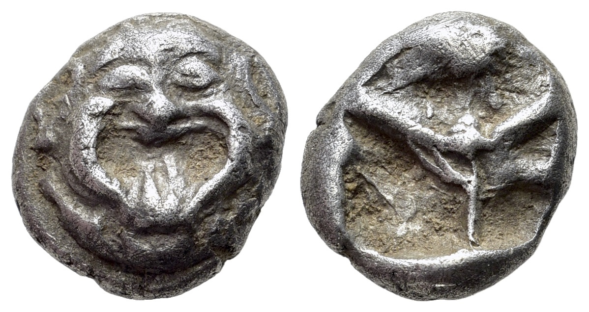 Mysia, Parion, 5th century BC. AR Drachm. Gorgoneion facing with ...