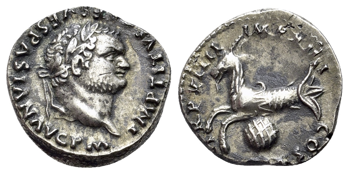 Titus (79-81). AR Denarius. Rome, AD 79. R/ CAPRICORN | Roman Imperial ...