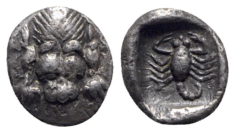 Caria, Mylasa(?), c. 450-400 BC. AR Obol - Lion / Scorpion | Greek Coins