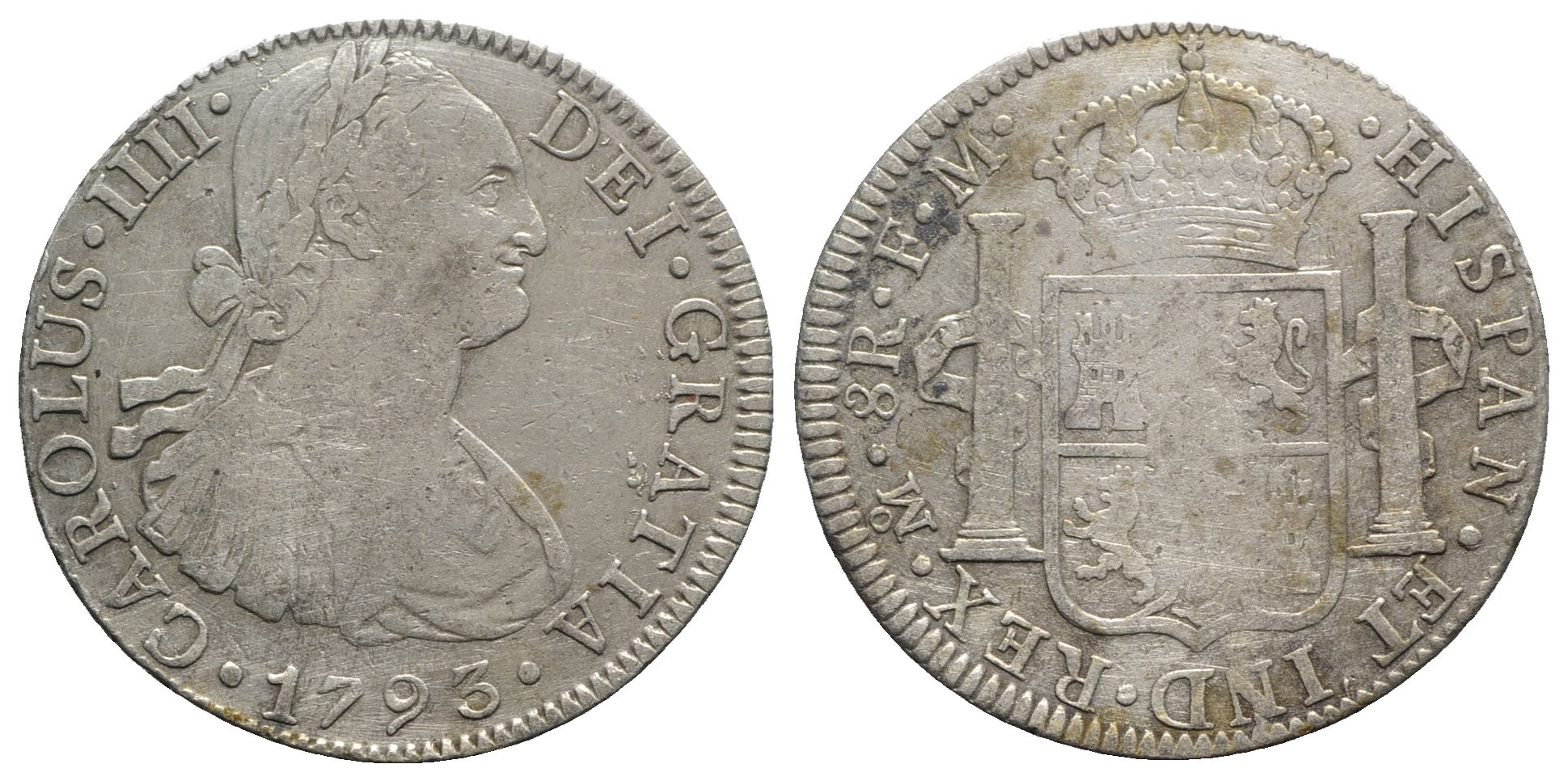 Mexico, Carlos IV (1788-1808). AR 8 Reales 1793 FM, Mexico City