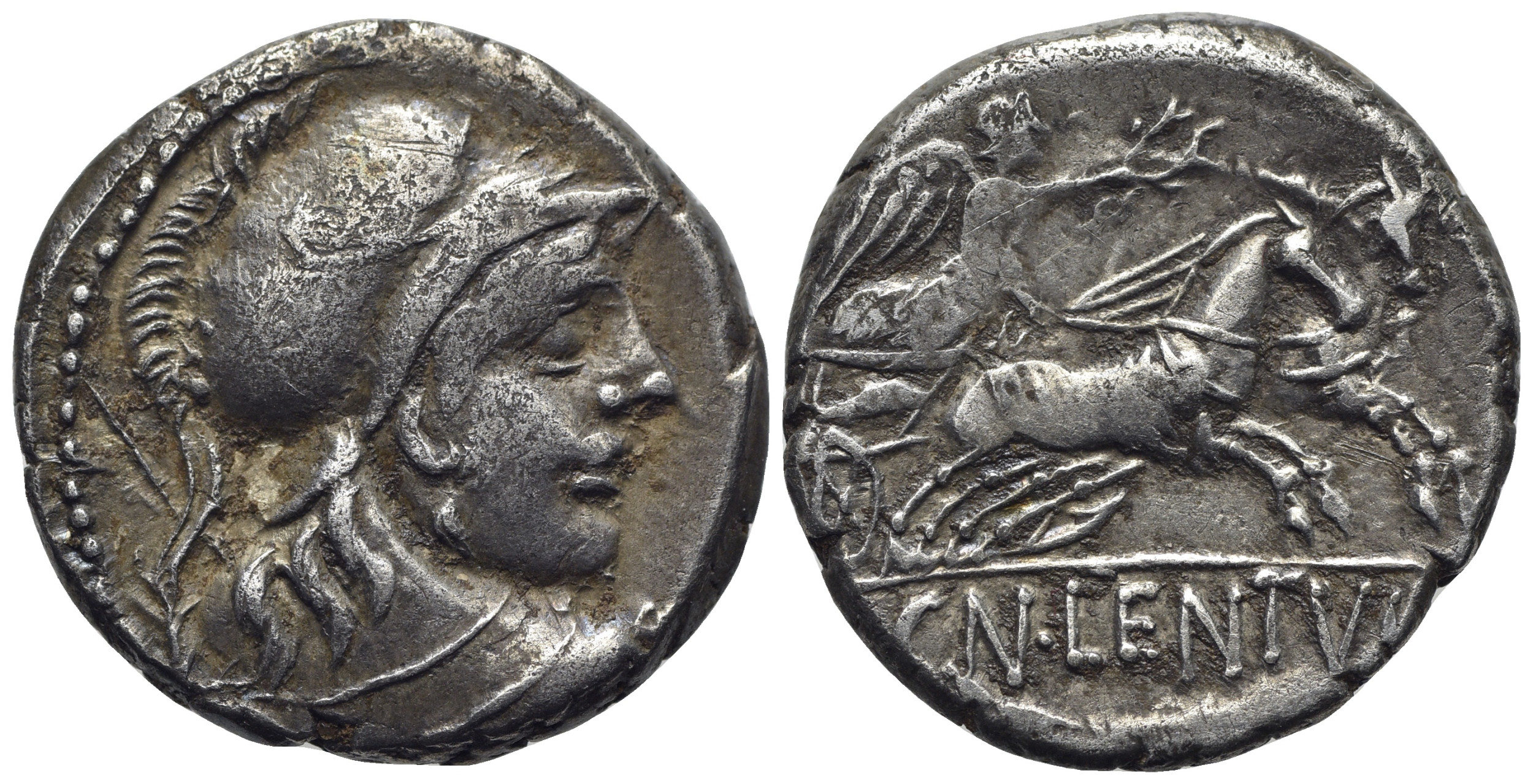 ROME REPUBLIC Cn. Lentulus Clodianus, Rome, 88 BC. AR Denarius ...