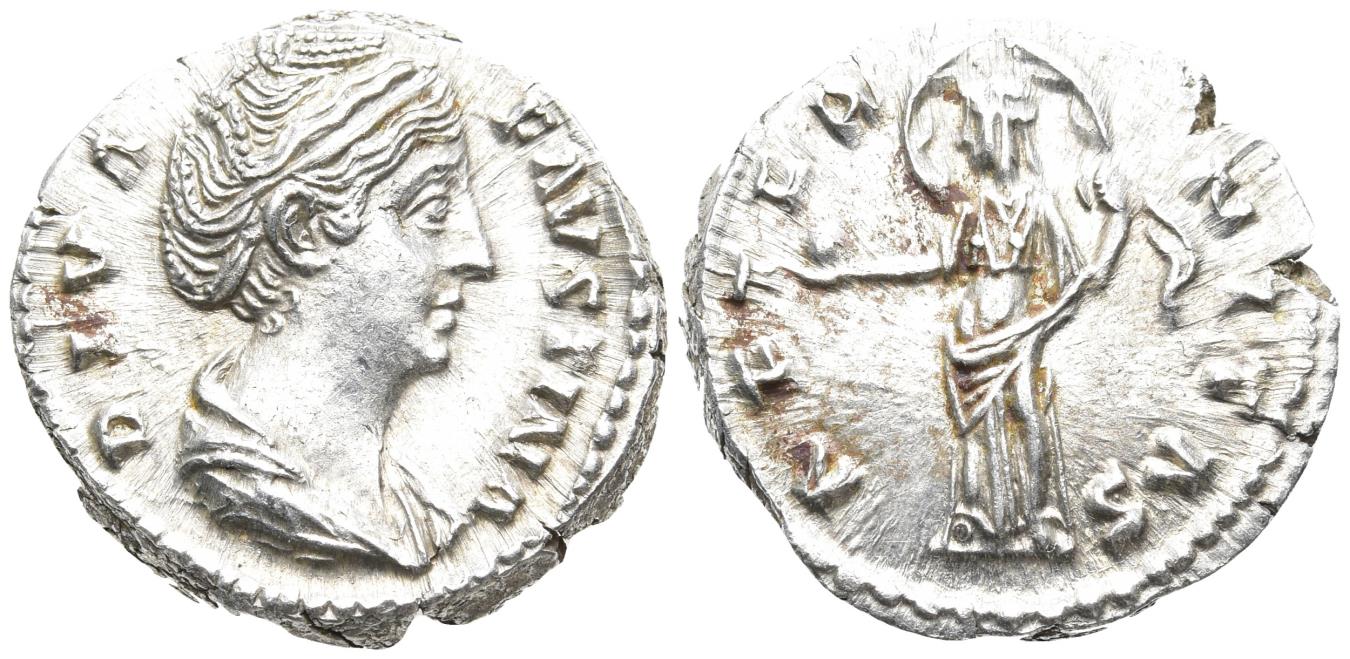 Faustina I, wife of Antoninus Pius, d. 141 AD. AR Denarius R ...