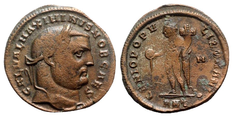 Maximinus II (Caesar, 305-309). Æ Follis - Antioch - R/ Genius