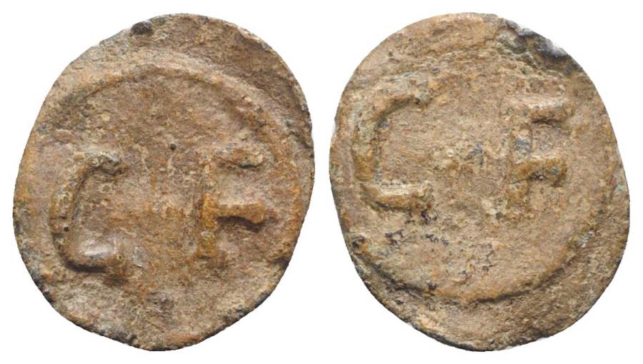 Roman PB Tessera, c. 1st century BC - 1st century AD. C•F. R/ C•F