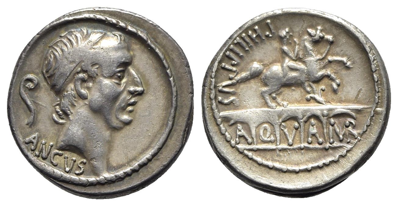 ROME REPUBLIC L. Marcius Philippus, Rome, 57 BC. AR Denarius. Diademed ...