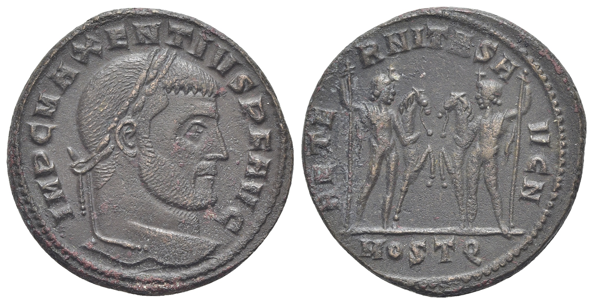 Maxentius. AD 307-312. Æ Follis. Ostia R/ The Dioscuri | Roman Imperial ...