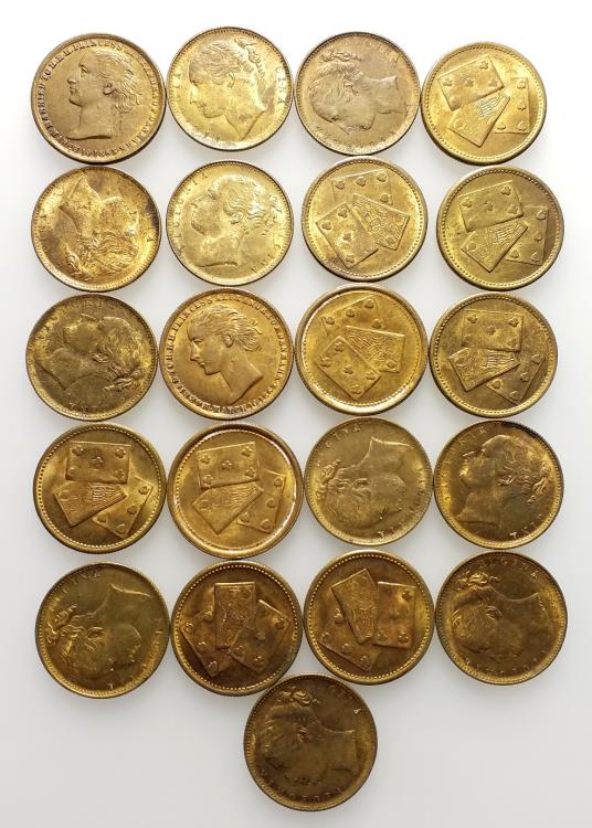 Great Britain, Queen Victoria. Group of 21 Gaming Tokens | Medieval Coins