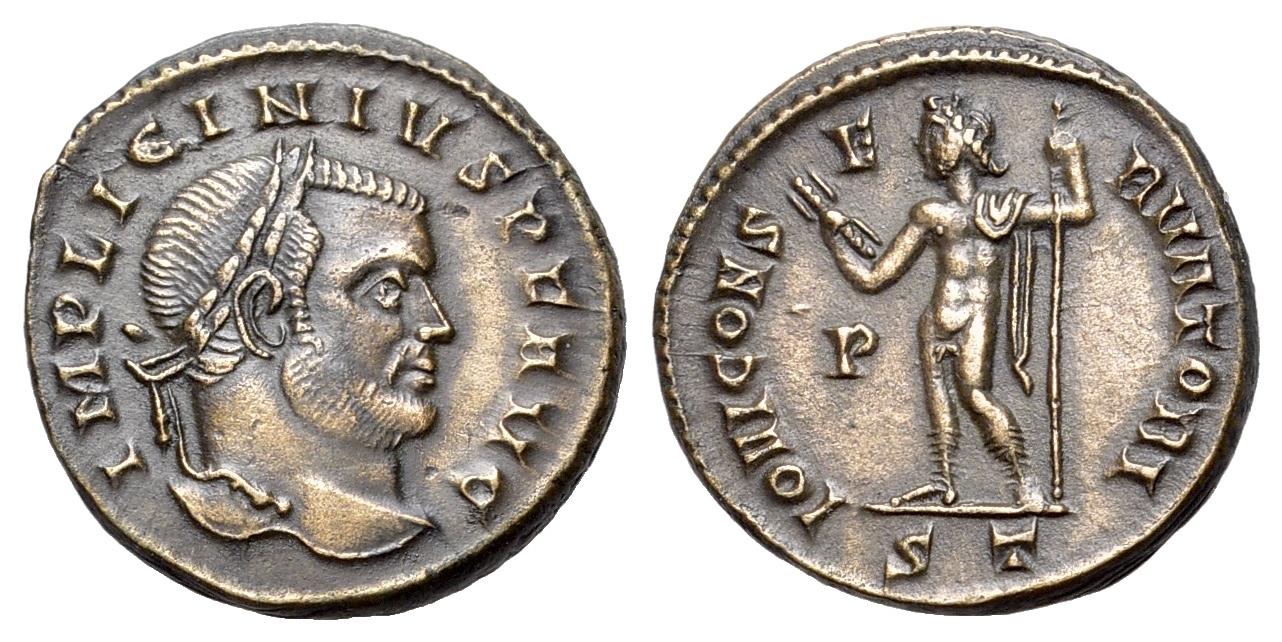 Licinius I (AD 308-324). AE Follis or reduced nummus. Ticinum mint. R/ JUPITER