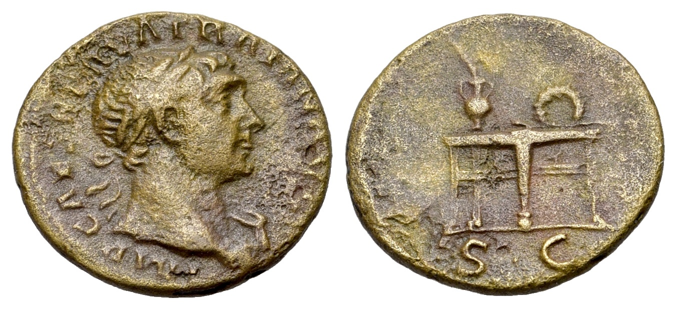 Trajan (AD 98-117). Æ Semis. Rome mint. Struck circa AD 107-109. R ...