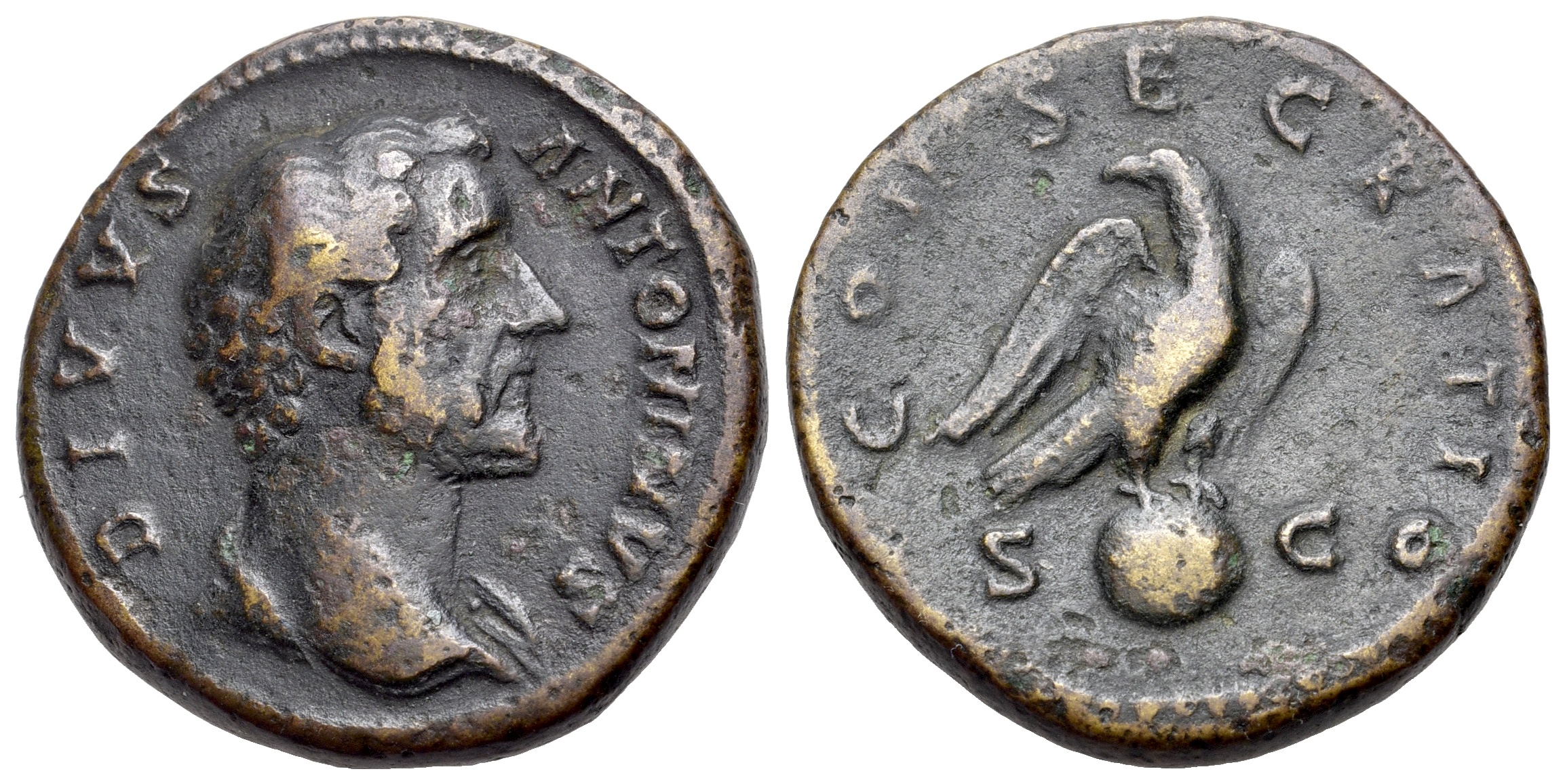 Divus Antoninus Pius (died AD 161). Æ Sestertius. Rome, c. AD 161. R ...