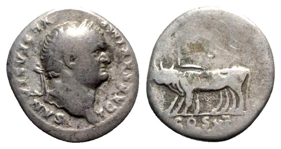Titus (Caesar, 69-79). AR Denarius - Rome - R/ Yoke of oxen | Roman ...