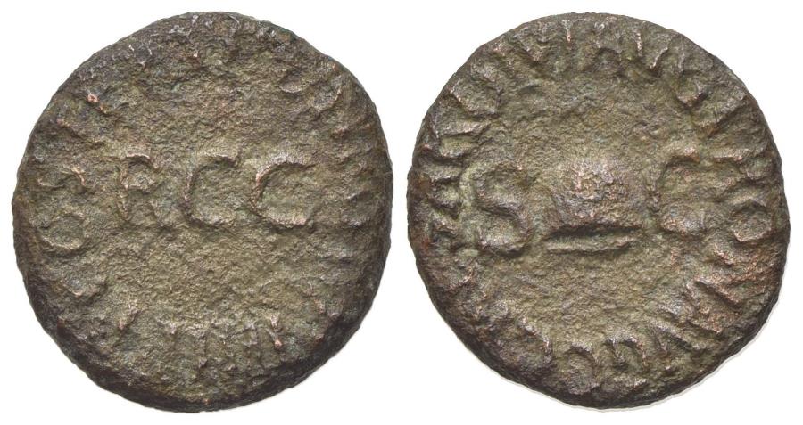 Gaius (Caligula, 37-41). Æ Quadrans. Rome, 40-1. Pileus R/ Large RCC