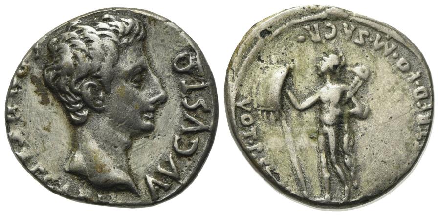 Augustus (27 BC-AD 14). Plated ? Denarius. Uncertain Spanish mint ...