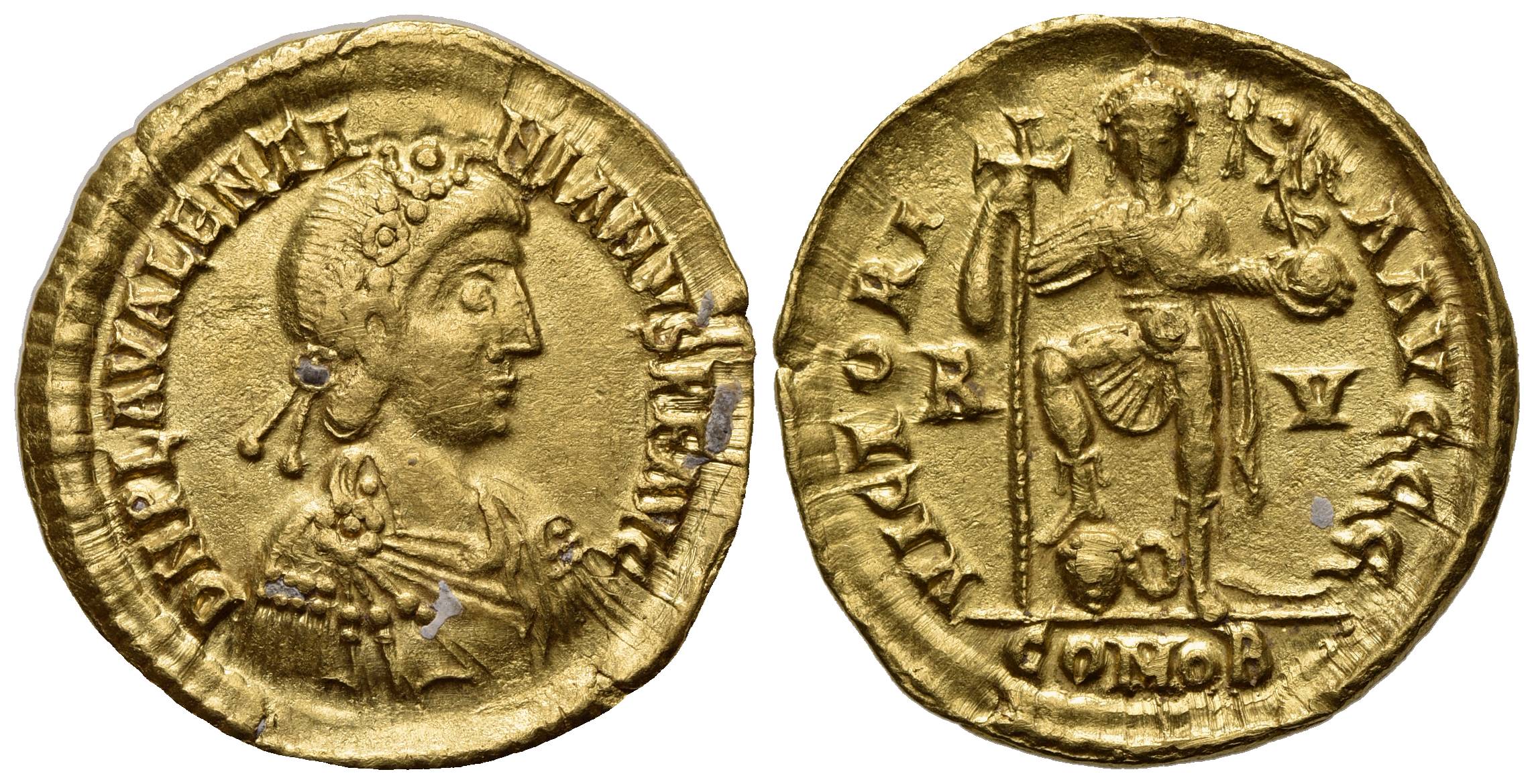 Valentinian III (425-455). GOLD Solidus. Ravenna, c. 430-450. R ...