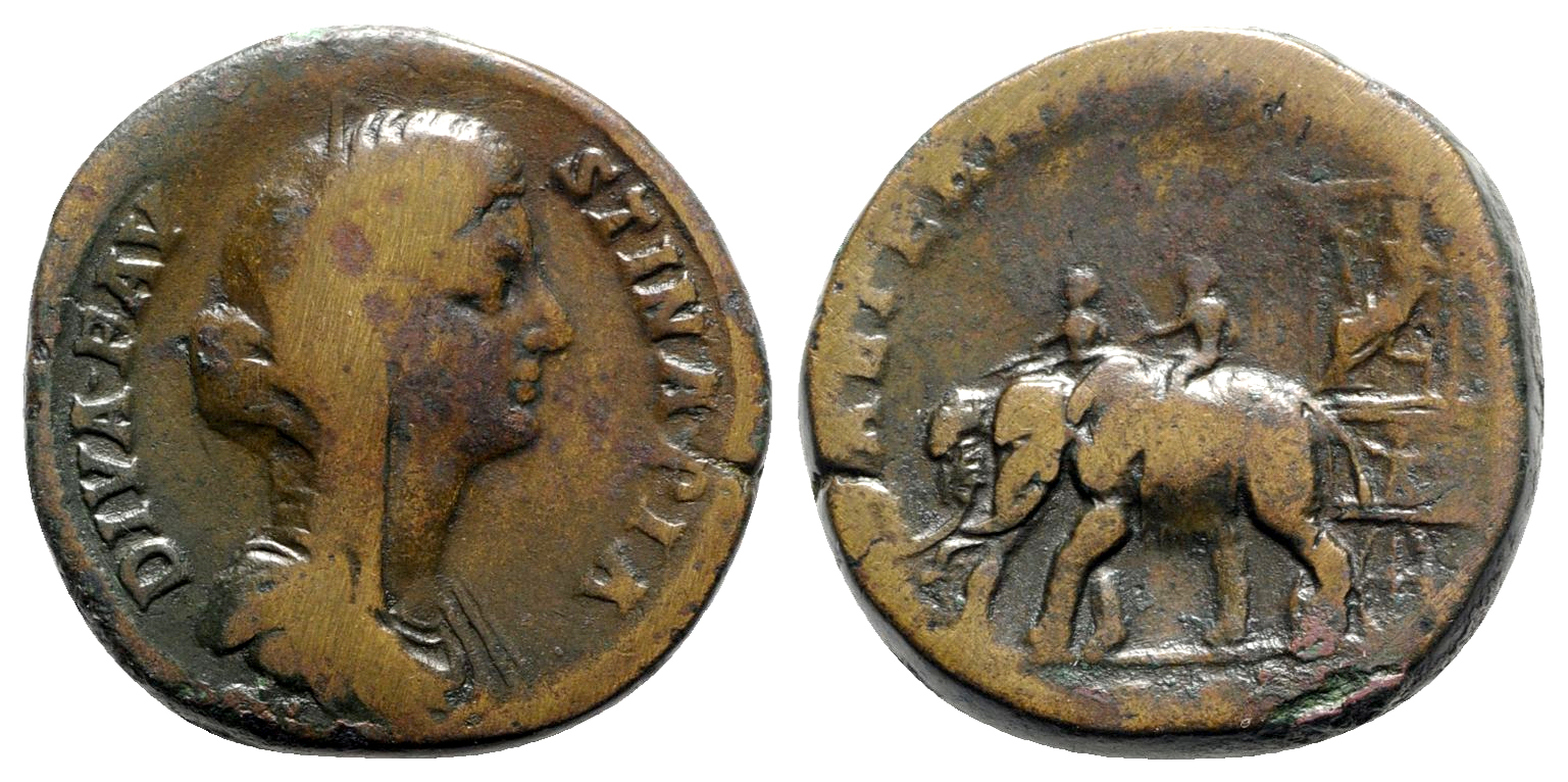 Diva Faustina Junior (Died 175/6). Æ Sestertius - R/ Faustina in ...