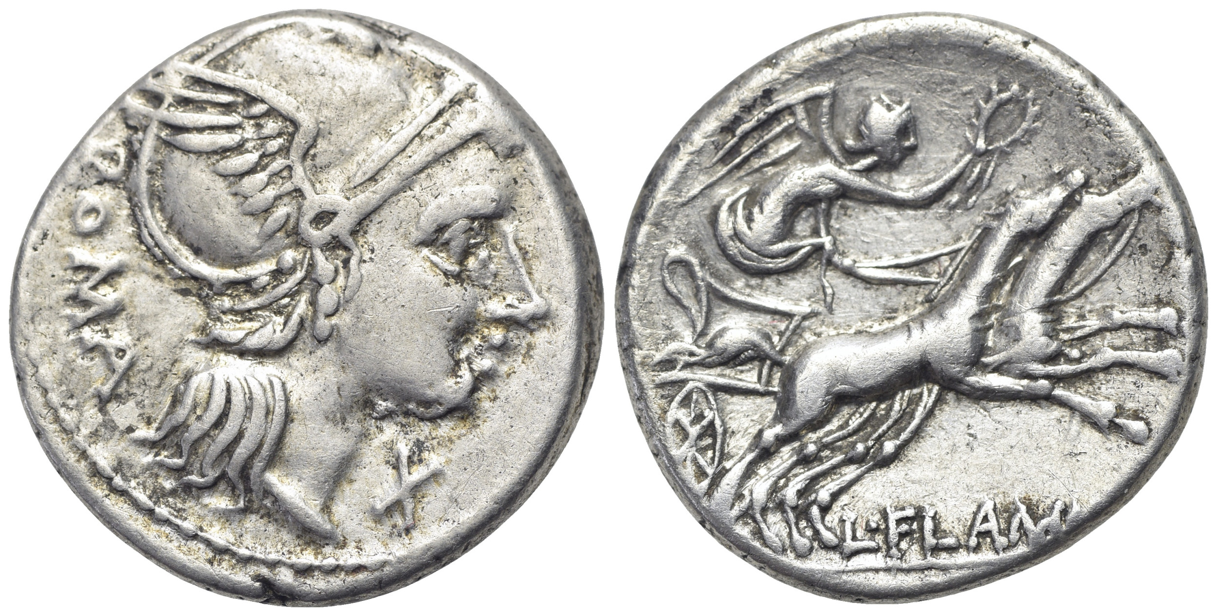 ROME REPUBLIC L. Flaminius Chilo, Rome, 109-108 BC. AR Denarius R ...