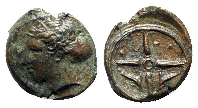 Sicily, Syracuse, c. 415-405 BC. Æ Hemilitron - Arethusa / Wheel