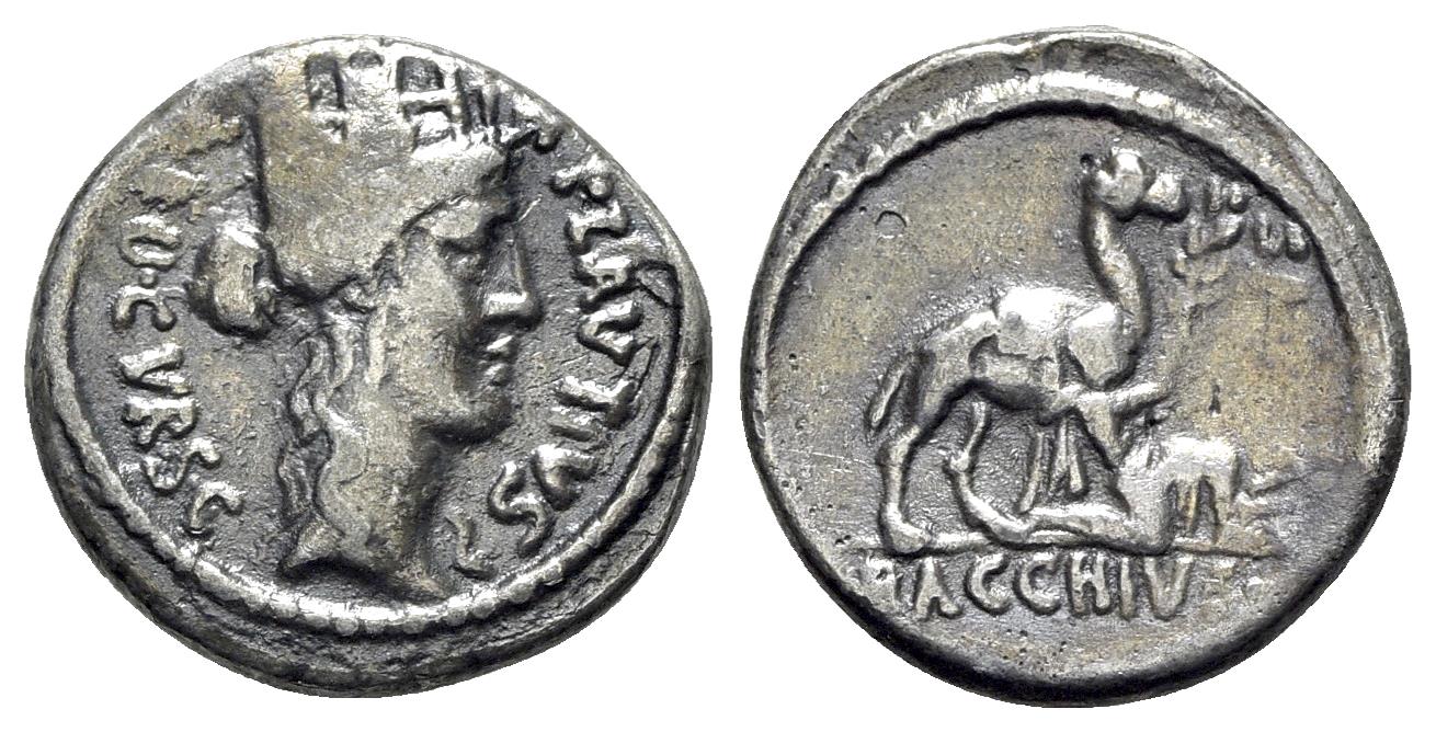A. Plautius, Rome, 55 BC. AR Denarius | Roman Republican Coins
