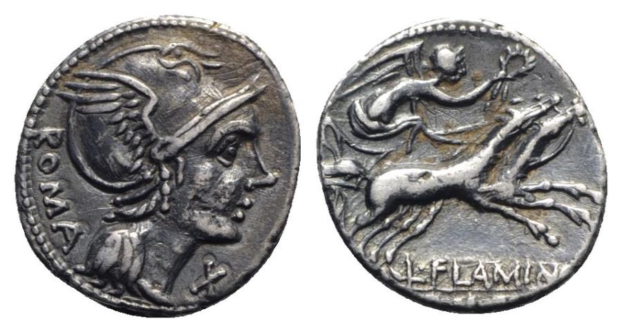 L. Flaminius Chilo, Rome, 109-108 BC. AR Denarius | Roman Republican Coins