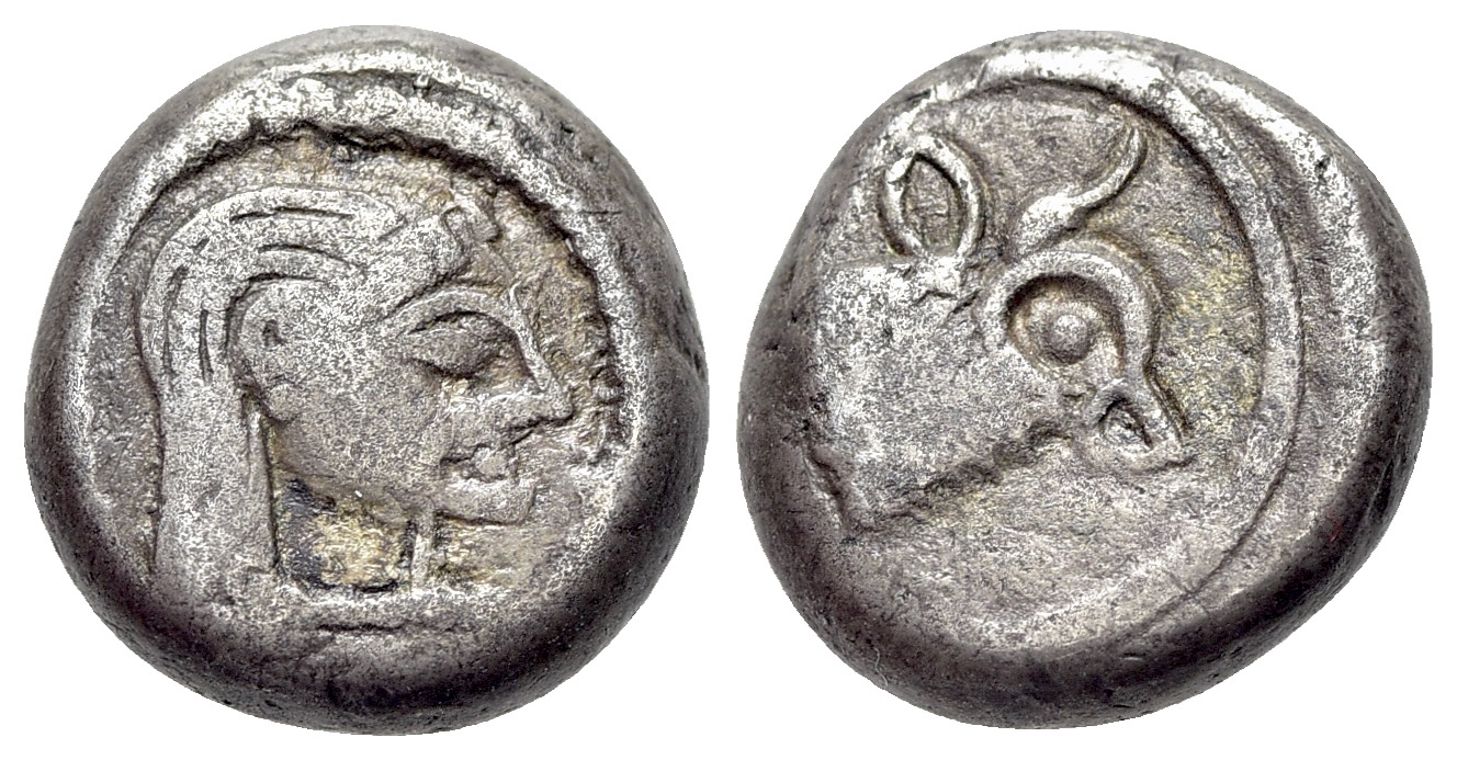 KOLCHIS, Phasis. Circa 425-325 BC. BI Half Siglos or Hemidrachm R/ Head ...