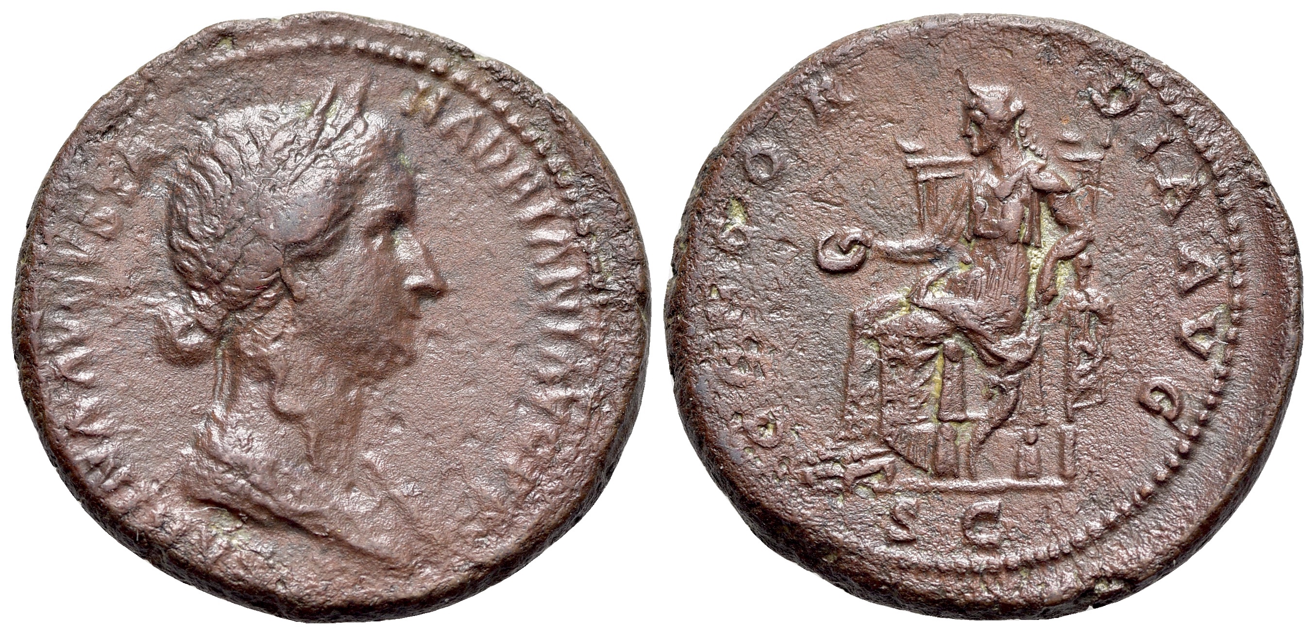 Sabina (Augusta, 128-136/7). Æ As. Rome. R/ Concordia seated | Roman ...