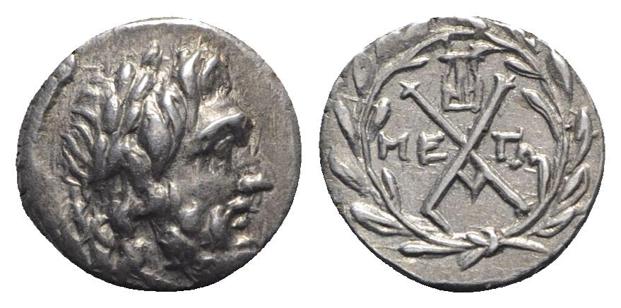 Achaian League, Megara, c. 188-180 BC. AR Hemidrachm. R/ League monogram