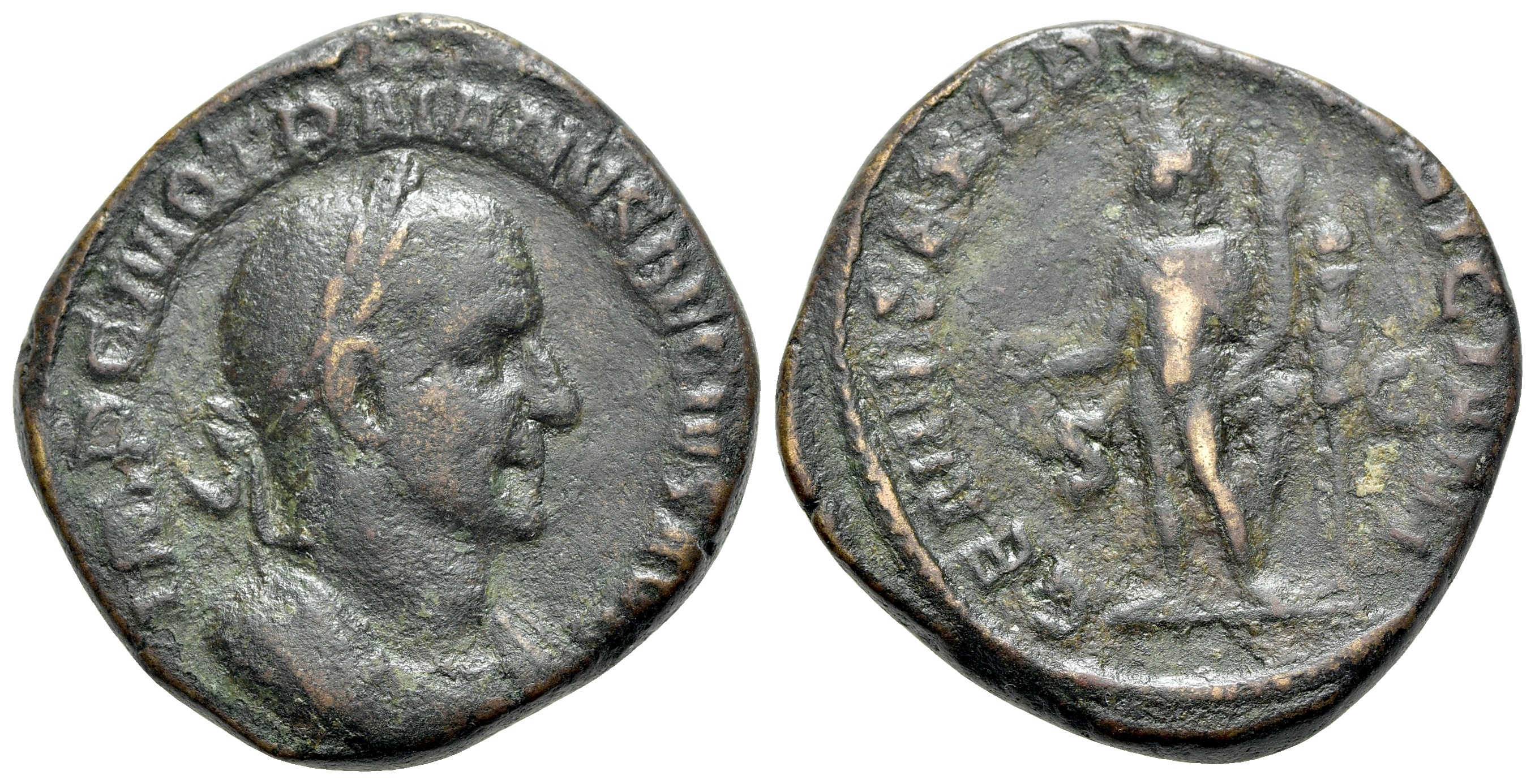 Trajan Decius, 249-251. AE Sestertius, Rome. R/ GENIUS | Roman Imperial ...