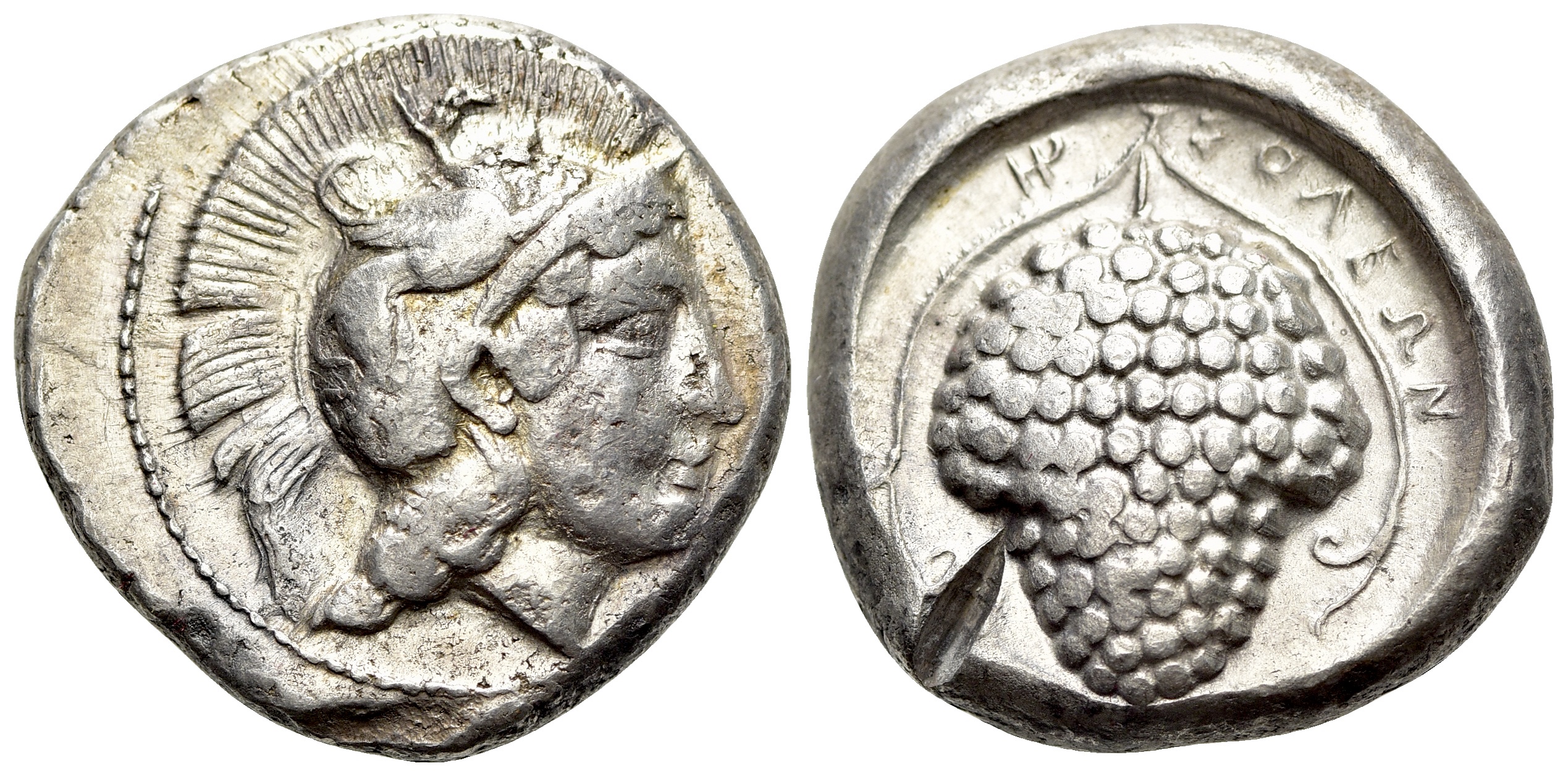 Cilicia, Soloi, c. 410-375 BC. AR Stater. Head of Athena R/ Grape bunch ...