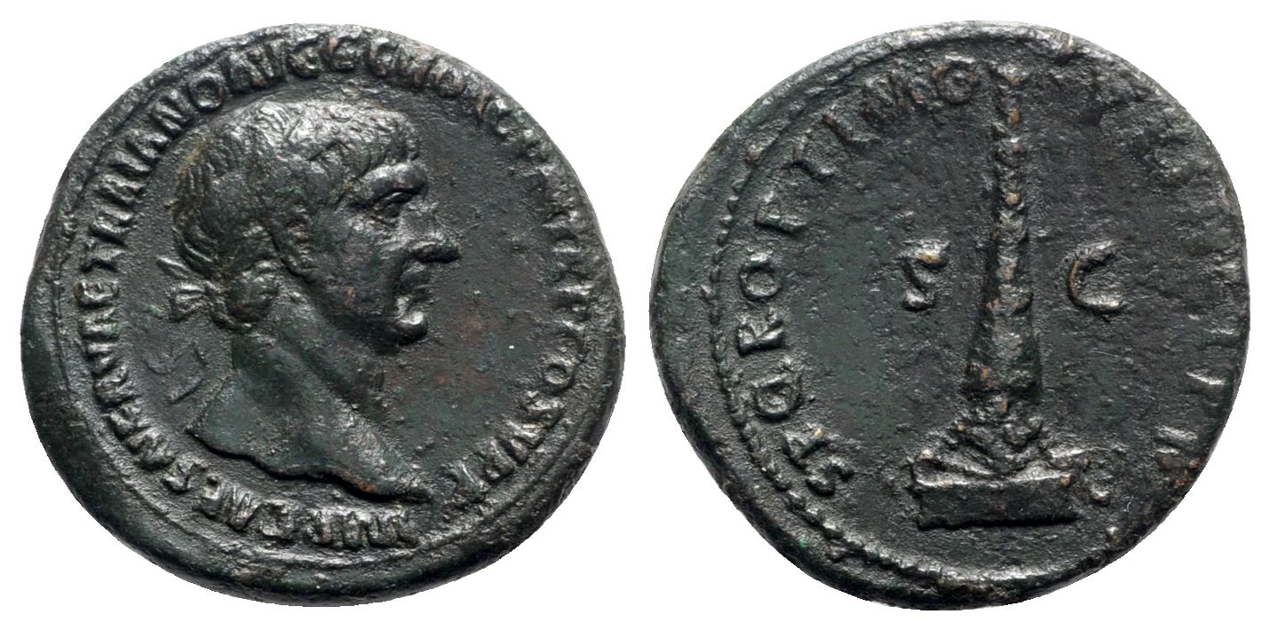 Trajan (98-117). Æ As - Rome - R/ Column | Roman Imperial Coins