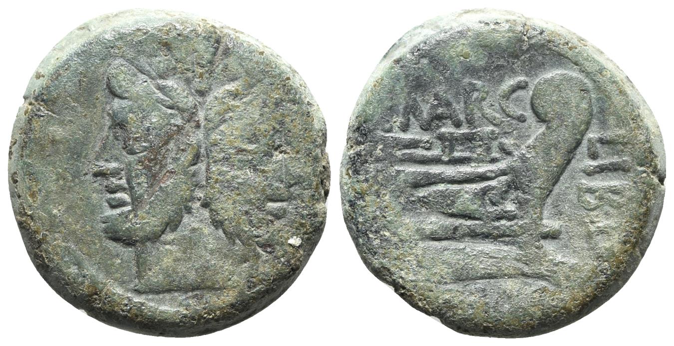 ROME REPUBLIC Q. Marcius Libo, Rome, c. 148 BC. Æ As. Laureate head of ...