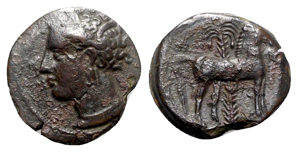Carthage, c. 400-350 BC. Æ - Tanit / Horse | Greek Coins