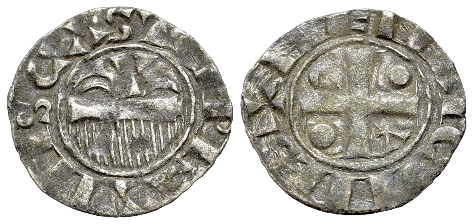 France, Provins. Henry I (1152-1180). BI Denier. Comb R/ Cross