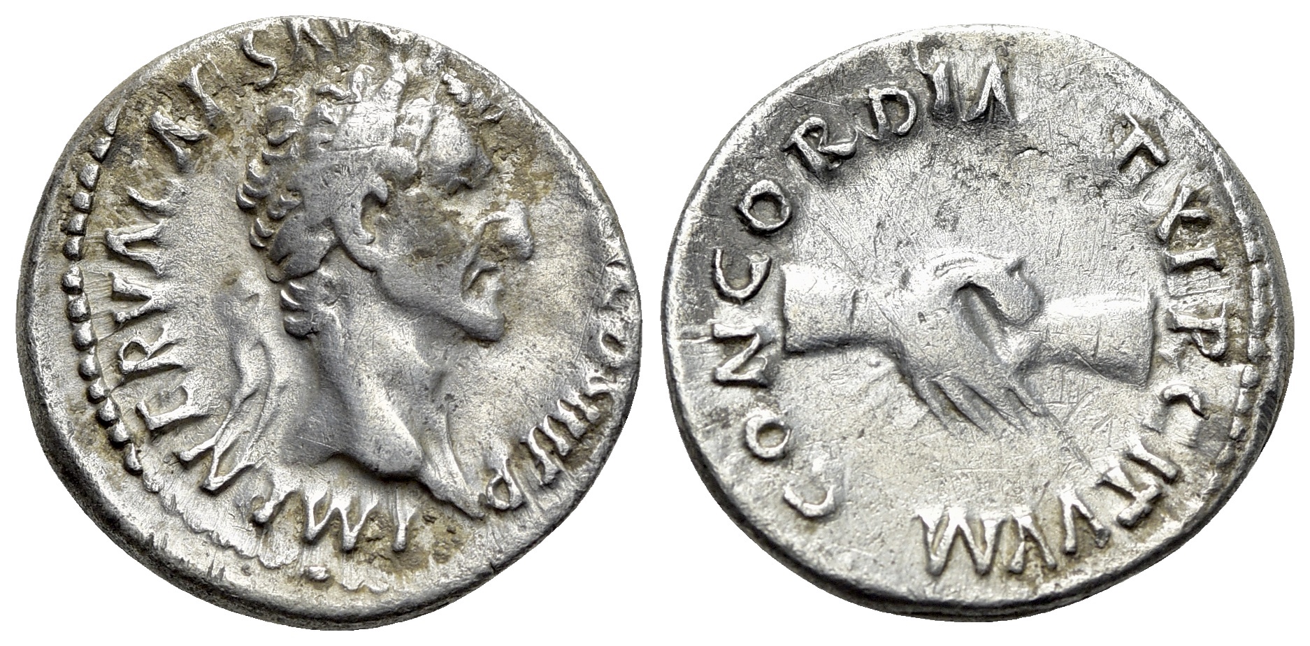 NERVA. 96-98 AD. AR Denarius. Struck 96 R/ CLAPSED HANDS | Roman ...