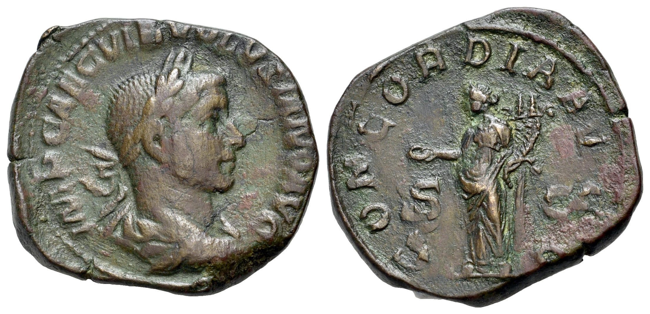 Volusian (251-253). Æ Sestertius. R/ CONCORDIA | Roman Imperial Coins
