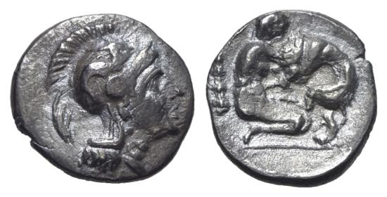 ITALY Southern Apulia, Tarentum, c. 325-280 BC. AR Diobol ex-Sir Gerard ...